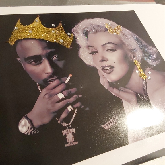 Marilyn Monroe | Art | Marilyn Monroe And Tupac Art Gold Glittered ...